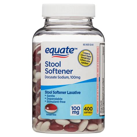 Equate Stool Softener Laxative Softgels For Constipation 100 Mg 400