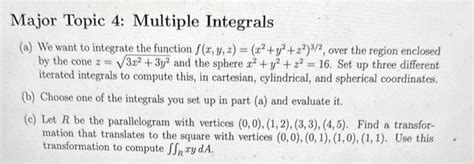 Solved Major Topic 4 Multiple Integrals A We Want To