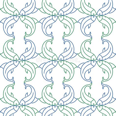 Seamless Hand Drawn Fish Pattern Stock Illustration Illustration Of
