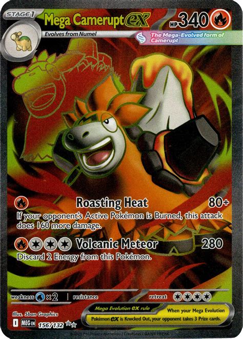 Mega Camerupt Ex 156 132 Mega Evolution Holo Card Cavern