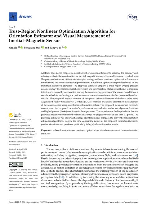 Pdf Trustregion Nonlinear Optimization Algorithm For Orientation