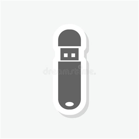 Flash Driver Usb Icon Sticker Isolated On Gray Background Stock Vector