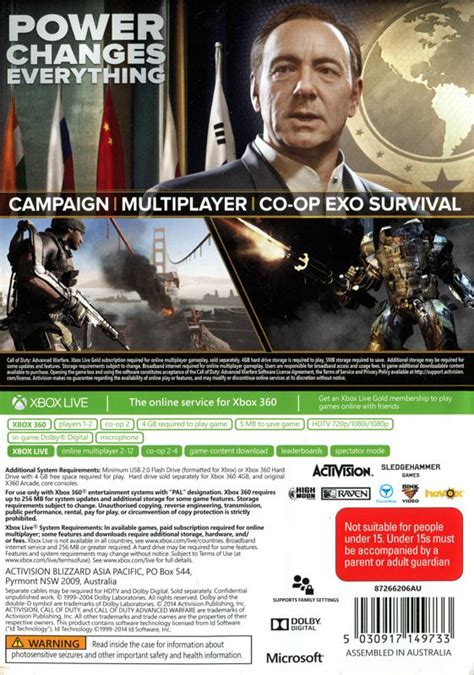 Call Of Duty Advanced Warfare 2014 Xbox 360 Box Cover Art Mobygames