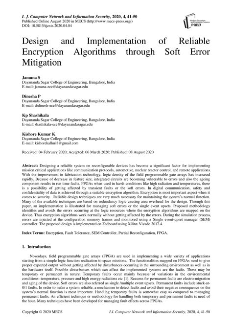 Pdf Design And Implementation Of Reliable Encryption Algorithms