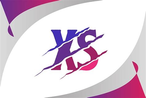 스크래치 효과 와 보라색 핑크 그라데이션 Xs 문자 템플릿 로고 디자인 갈고리 발톱에 대한 스톡 벡터 아트 및 기타 이미지