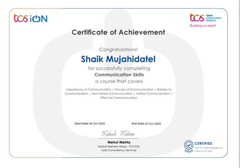 I Completed My Communication Course In Mujahid Atel Shaik