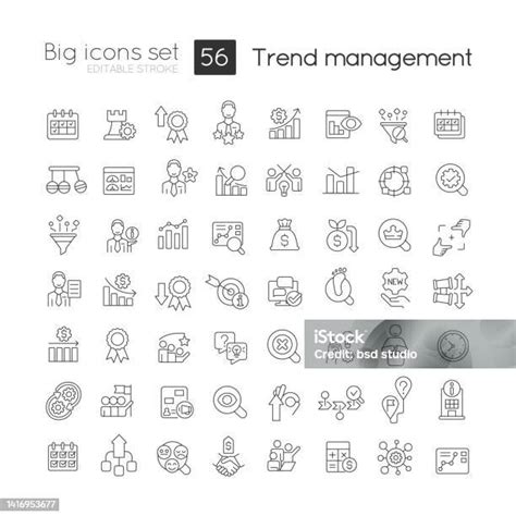 Trend Management Linear Icons Set Stock Illustration Download Image