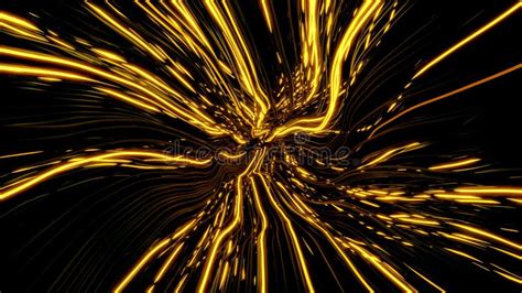 Abstract Golden Fluctuating Sun Rays Around One Spot In The Middle