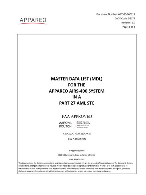 Airs 400 Master Data List Pdf