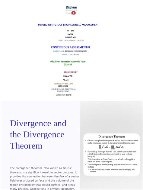 Divergence And The Divergence Theorem Pdf Divergence Flux