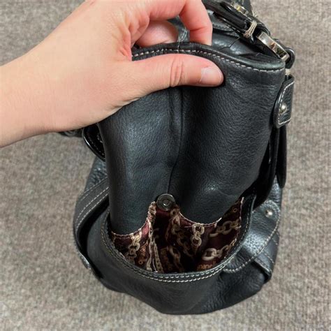 Tignanello Black Genuine Leather Shoulder Bag Silver Depop