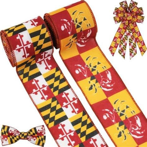 Ykw Maryland Flag Blue Crab Wired Edge Ribbon 25 X 5