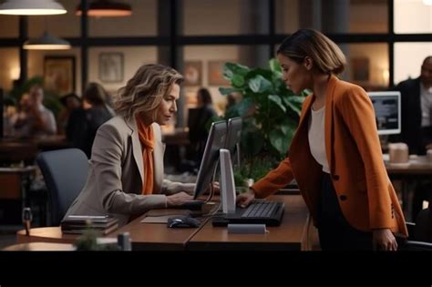 Premium AI Image Side View Portrait Of Female It Developer Typing On