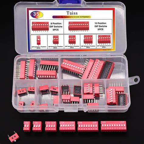 Buy Taiss 35pcs Dip Switch Assorted Kit 1 2 3 4 6 8 10 Position 254mm Double Row On Off Dip