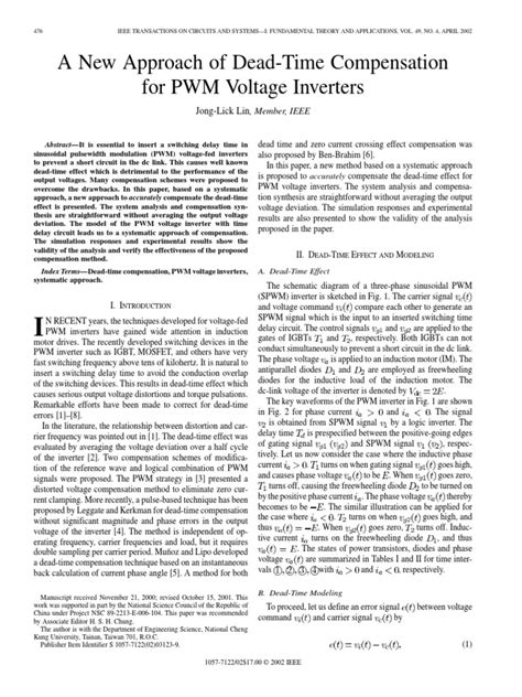 A New Approach Of Dead Time Compensation For Pwm Voltage Inverters