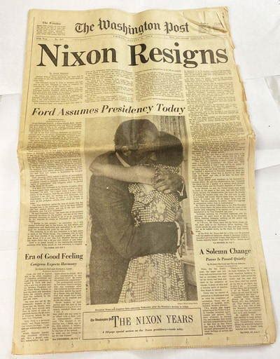 Vintage 1974 Washington Post Nixon Resigns