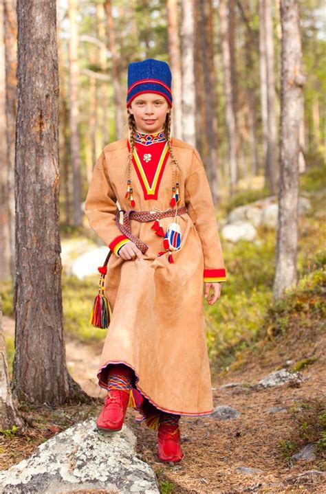 Saami Girl Folklore Fashion Folk Costume Sami Handicraft