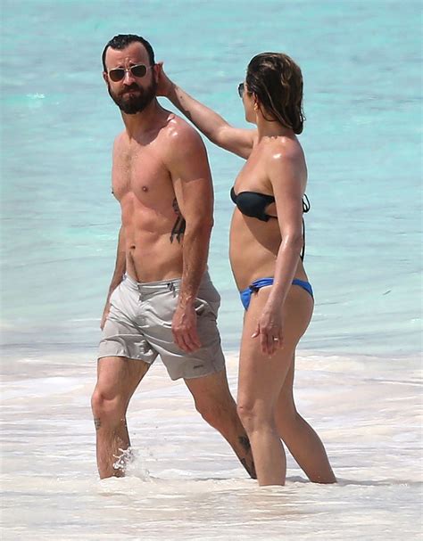 Bikini Clad Jennifer Aniston Justin Theroux Take Affectionate Walk On