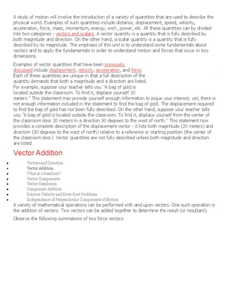 Vector Addition Vectors And Scalars Pdf Trigonometric Functions Euclidean Vector