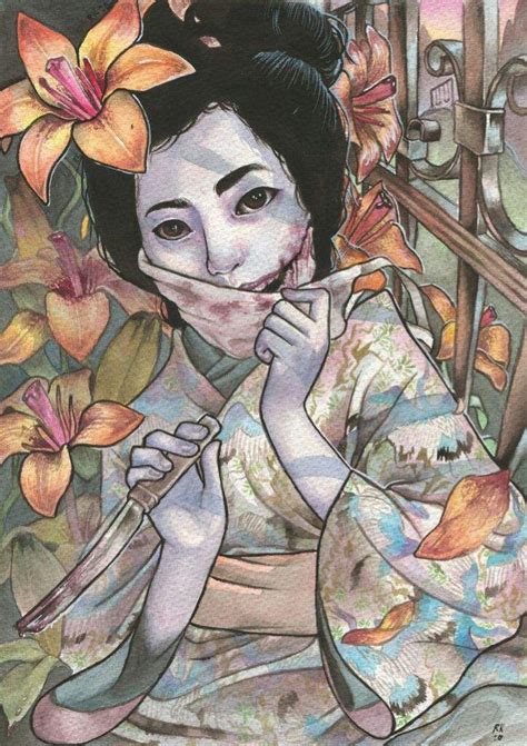 Kuchisake Onna[the Slit Mouthed Woman] Drawings Wiki Urban Legends