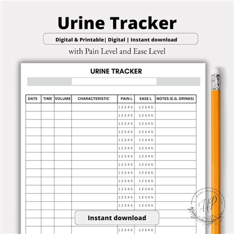Urine Tracker Printable Bladder Tracker Urinary Incontinence Pelvic