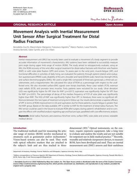 Pdf Movement Analysis With Inertial Measurement Unit Sensor After Surgical Treatment For