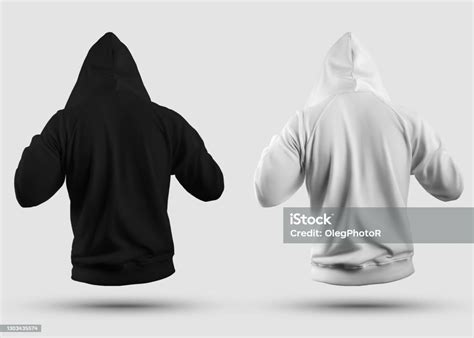 빈 남성 후드 템플릿 3d 렌더링 현실적인 흰색 검은 색 스웨트 셔츠 뒤 디자인 프리젠 테이션 상점에서 광고 3차원 형태에 대한 스톡 사진 및 기타 이미지 Istock