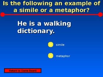 Similes And Metaphors Connect Four PowerPoint Game By Learning Is Lots Of Fun
