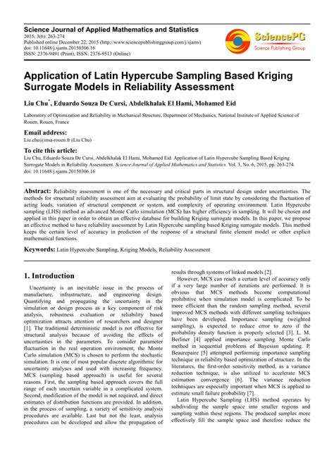 Pdf Application Of Latin Hypercube Sampling Based Kriging Surrogate