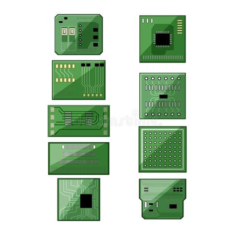 Circuit Board Set Cartoon Vector Illustration Stock Illustration Illustration Of Trace Gerber