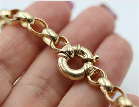 Genuine 9ct 9k Yellow Gold 375 Heavy Oval Belcher Necklace Chain 50cm