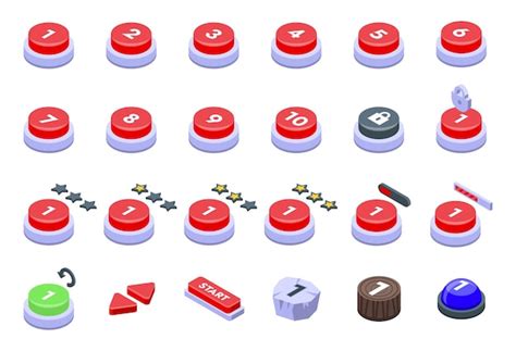premium vector select game level icons set isometric vector indicator