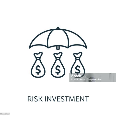 위험 투자 개요 아이콘입니다 위험 관리 아이콘 컬렉션의 씬 라인 개념 요소입니다 모바일 앱 및 웹 사용을 위한 크리에이티브 리스크 투자 아이콘 개념에 대한 스톡 벡터 아트