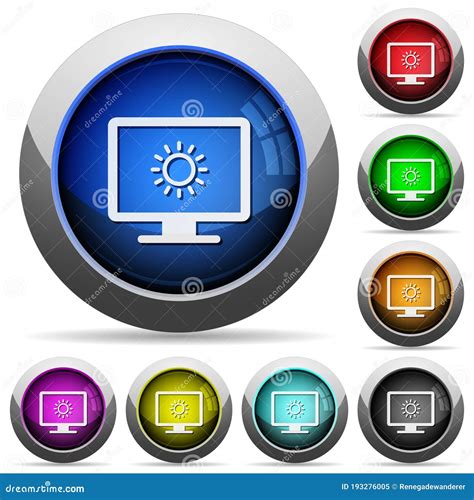 Adjust Screen Brightness Round Glossy Buttons Stock Vector Illustration Of Electrical Desktop