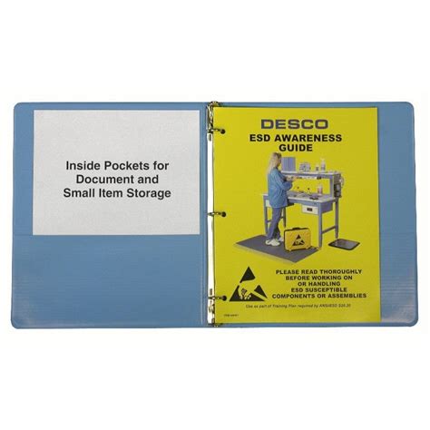 Desco 07430 Static Dissipative Esd Binder W Clear Pocket 12 Smt