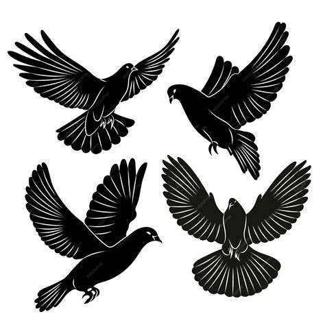 Hand Drawn Flying Dove Silhouette Premium Vector
