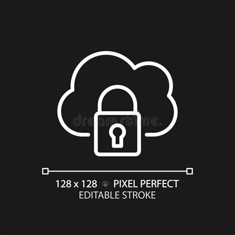Private Cloud Pixel Perfect White Linear Icon For Dark Theme Stock Vector Illustration Of