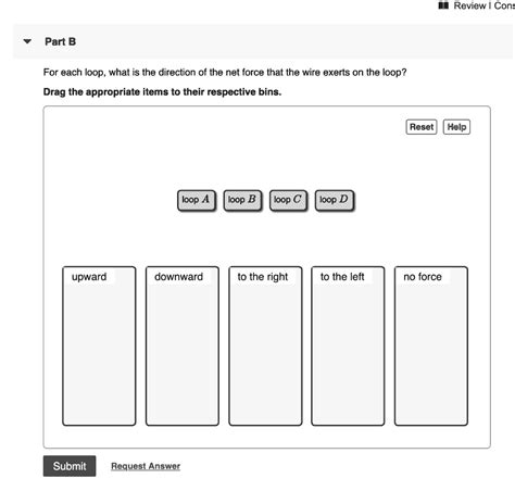 SOLVED Review Cons Part B For Each Loop What Is The Direction Of The Net Force That The Wire