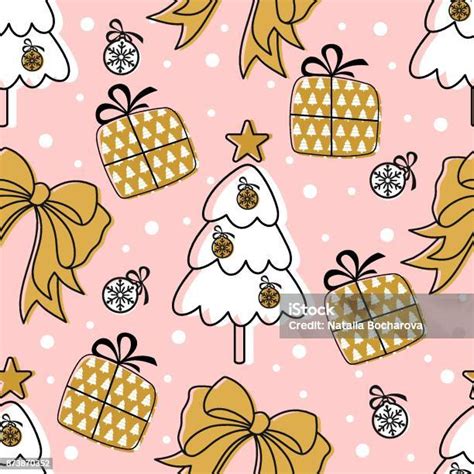 크리스마스 요소와 원활한 패턴입니다 벡터 일러스트입니다 0명에 대한 스톡 벡터 아트 및 기타 이미지 0명 귀여운 꽃 식물