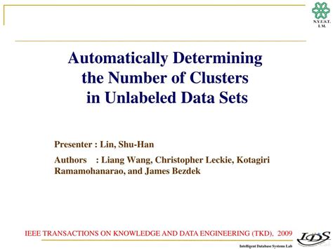 ppt automatically determining the number of clusters in unlabeled