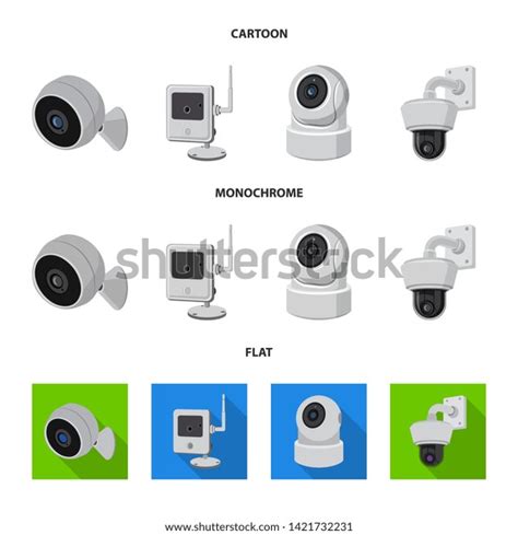 Bitmap Illustration Cctv Camera Icon Collection Stock Illustration