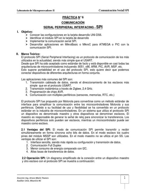 Lab 6 Comunicacion Serial Spi Pdf Microcontrolador Hardware De La Computadora