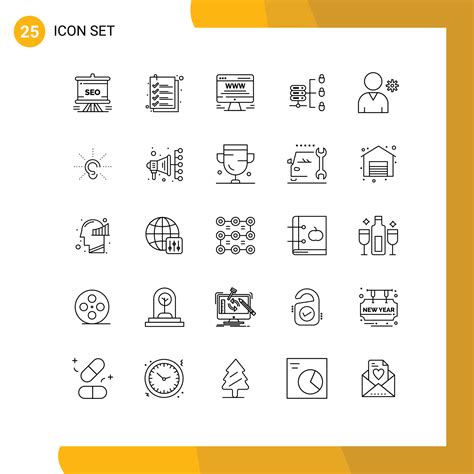 Set Of 25 Modern Ui Icons Symbols Signs For Profile Security File Secure Web Server Web Advert
