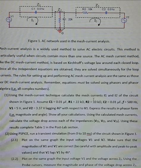 Solved Figure 1 AC Network Used In The Mesh Current Chegg Com