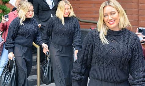 Hilary Duff Dons Sheer Black Skirt In Nyc To Pre Tape Appearance On Late Night With Seth Meyers