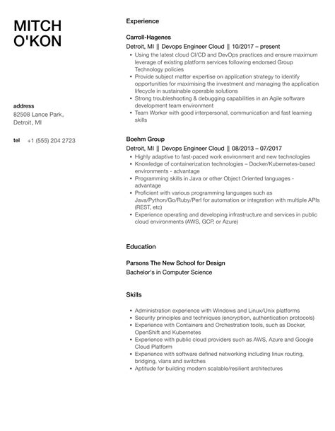 Devops Engineer Cloud Resume Samples Velvet Jobs