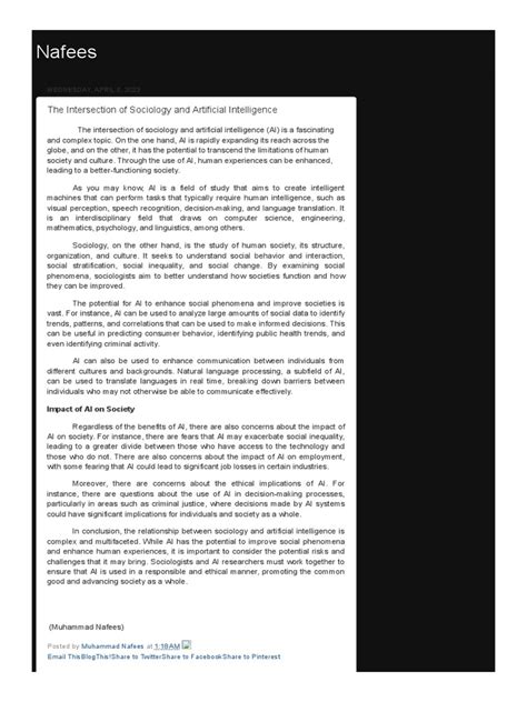 The Intersection Of Sociology And Artificial Intelligence Pdf