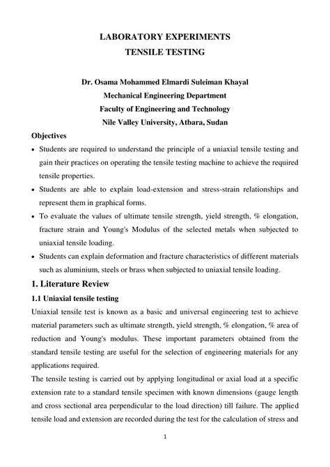 Tensile Test Lab Report DavidqoPetty
