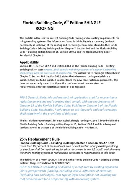 Shingle Roofing Codes Florida Building Code 6th Edition Pdf Roof