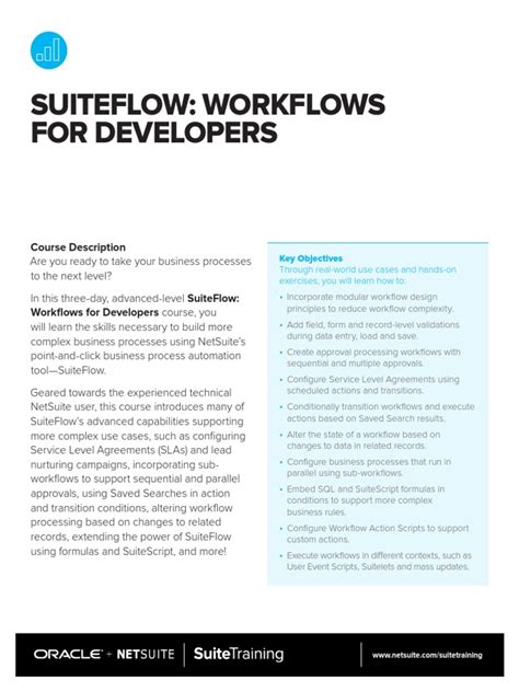 Suiteflow Workflows For Developers Data Sheet Pdf Workflow